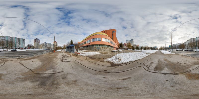 Winter Hdri 360 Panorama Near Old Soviet Brutalist Building and Urban ...