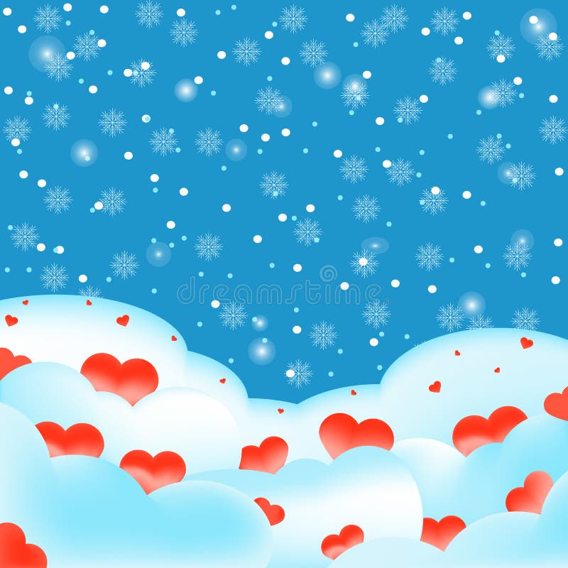 Winter Hearts and Snowflakes Vector Stock Vector - Illustration of ...