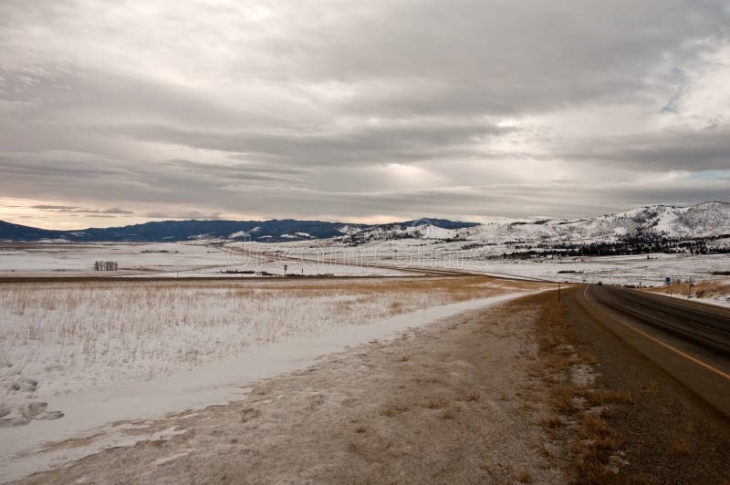 Winter highway stock photo. Image of snowy, freeway, rocky - 12677004