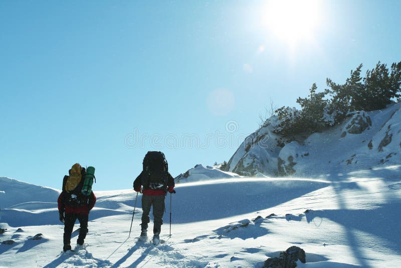 Winter hiking stock image. Image of trekking, morning - 7469767