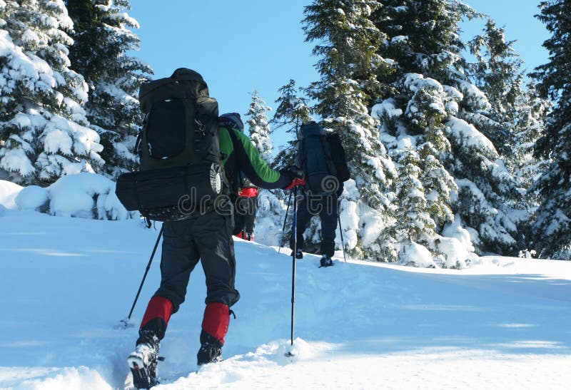 Winter hiking stock image. Image of hike, people, sunshine - 54194529