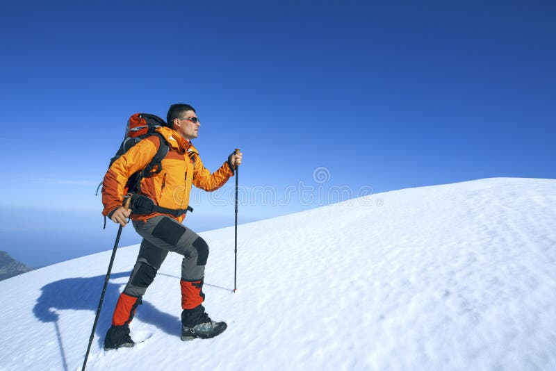 Winter Hiking in the Mountains with a Backpack. Stock Image - Image of ...