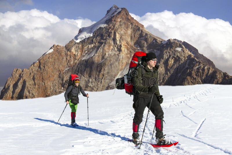 Winter hiking. stock image. Image of active, seasonal - 77970485