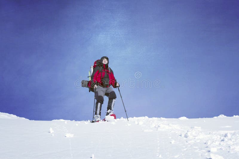 Winter hiking. stock photo. Image of hiking, landforms - 82945514
