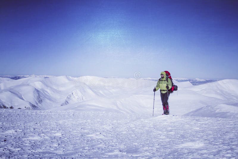 Winter hiking. stock image. Image of america, mountain - 83350637