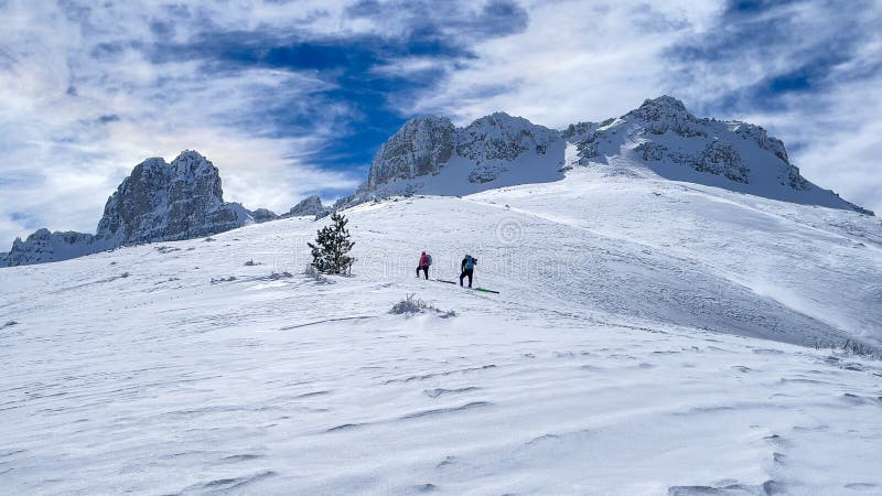 Winter Hiking Team Approaching the Summit Stock Image - Image of events ...