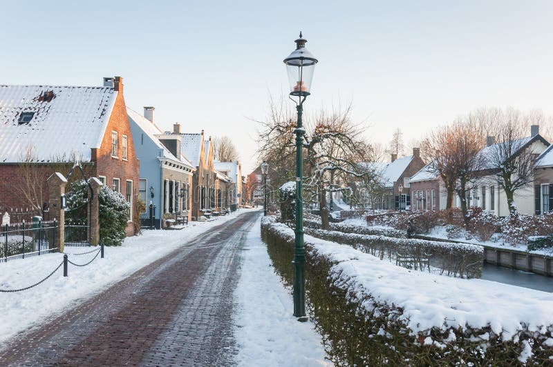 Winter in a Historic Village in the Netherlands Stock Image - Image of ...