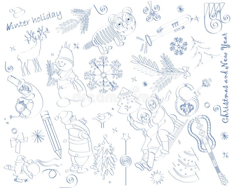 Winter Doodles stock vector. Illustration of drawn, doodle - 16224553