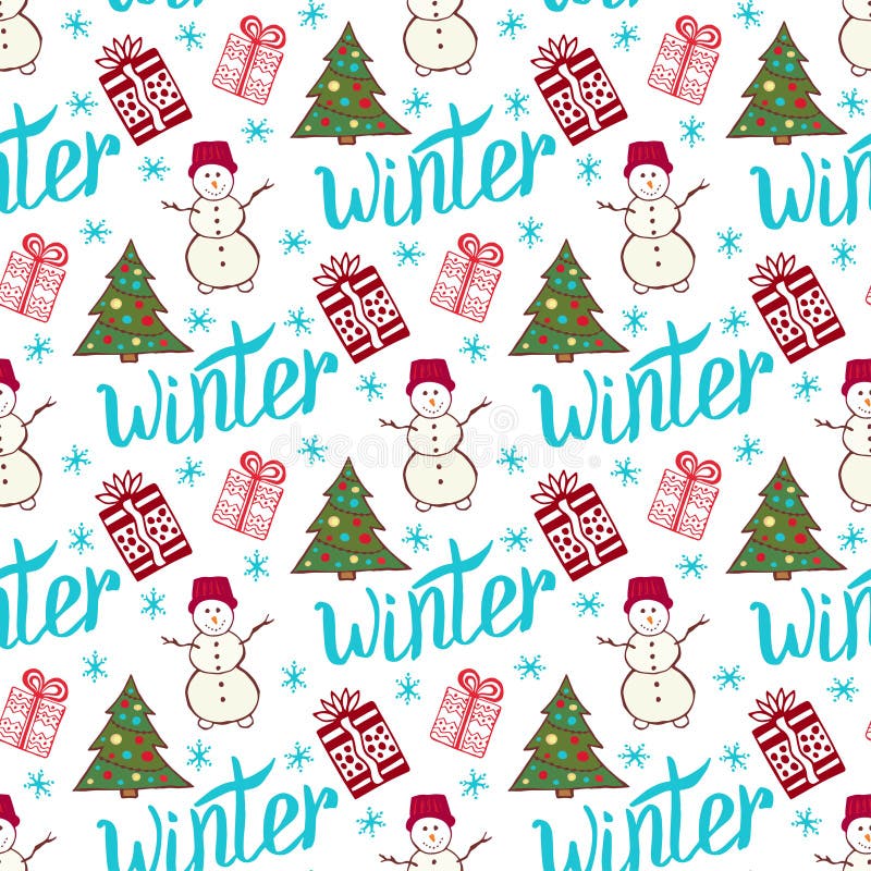 Winter Holiday Pattern. Cute New Year Seamless Stock Vector ...