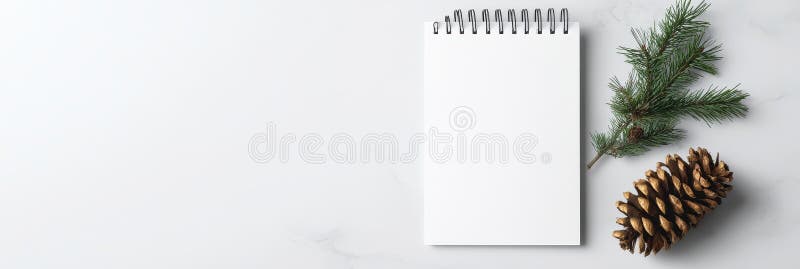 Blank Notepad with Pine and Cone Winter Holiday Planning Nature Cozy ...
