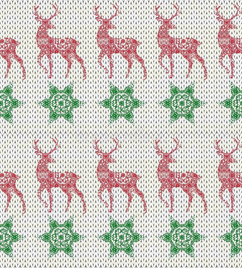 Winter Holiday Seamless Knitting Pattern with Deer and Snowflakes Stock ...