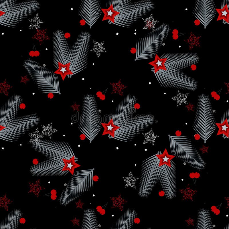 Winter Holiday Seamless Pattern on Black. Festive Christmas Symbols ... Winter Holiday Seamless Pattern on Black. Festive Christmas Symbols ...