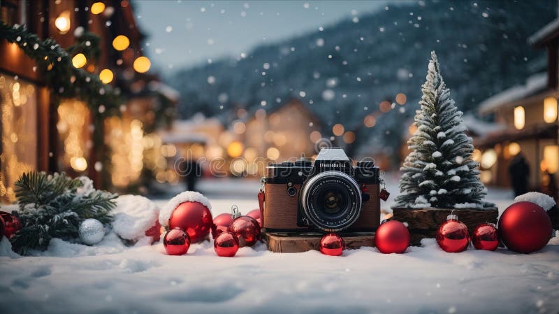 Winter Holiday Square Template with Christmas Decoration Stock ...