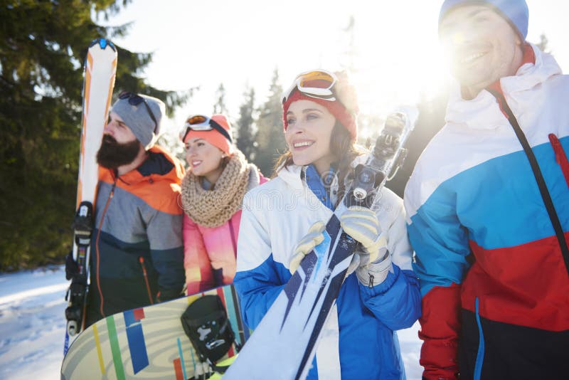 Winter holiday for friends stock photo. Image of couple - 99869324