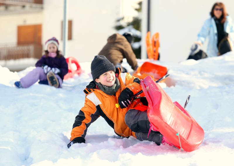 Winter Holidays Playing with Bob on the Snow in Winter Stock Image ...