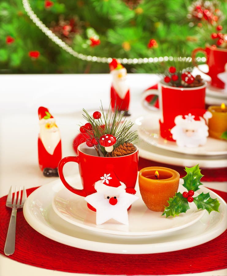 Winter Holidays Table Setting Stock Photo - Image of macro, decor: 28247556