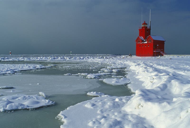 Winter, Holland Lighthouse stock image. Image of nature - 6381531