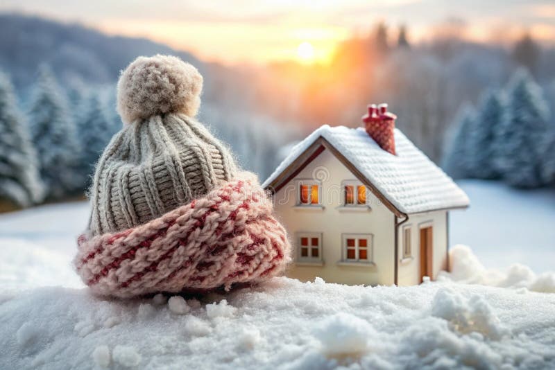 Winter Home Heating Concept Stock Illustration - Illustration of cold ...