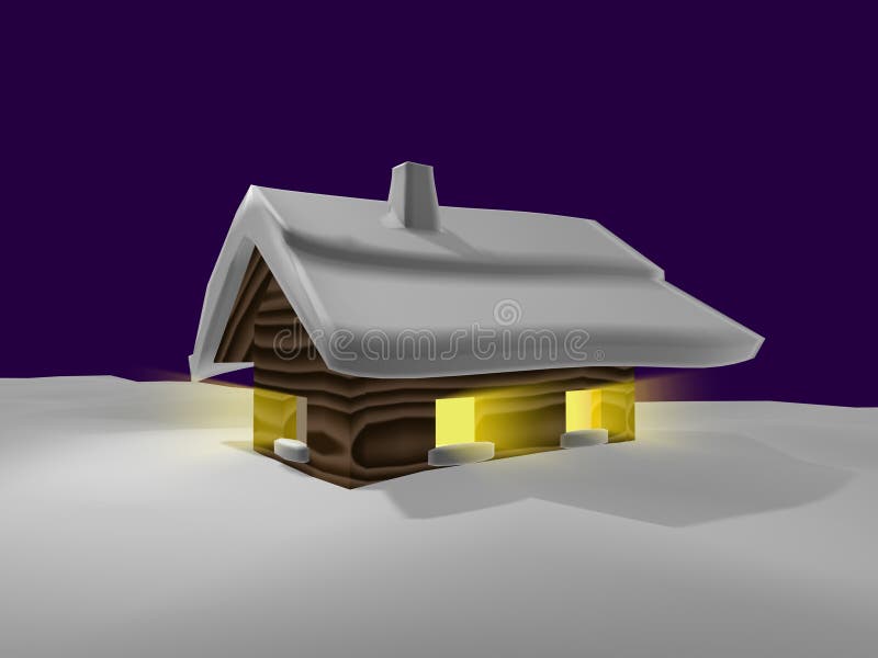 Winter House Silhouette Christmas Eve Stock Illustration - Illustration ...