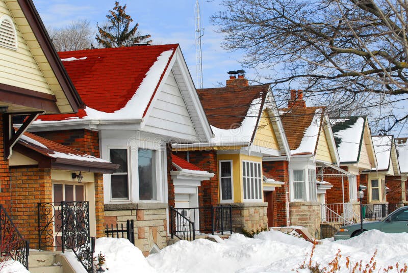 City In Winter, Houses, Homes, Neighborhood Snow Stock Photo - Image of ...