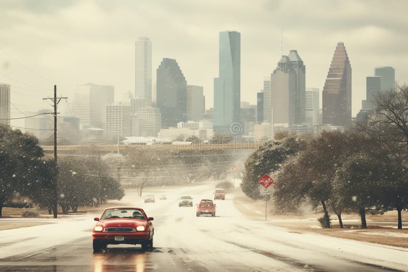 Winter in Houston Texas, Cold Days Landscape Illustration Stock ...