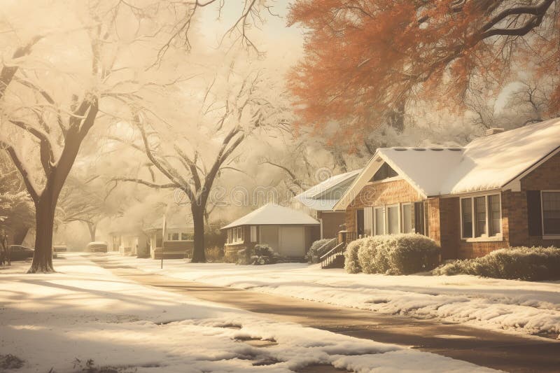 Winter in Houston Texas, Cold Days Landscape Illustration Stock ...