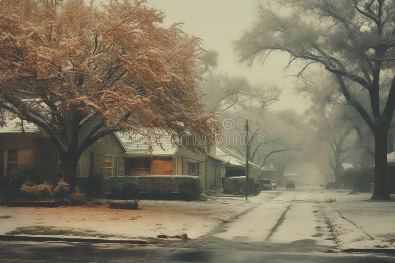 Winter in Houston Texas, Cold Days Landscape Illustration Stock ...