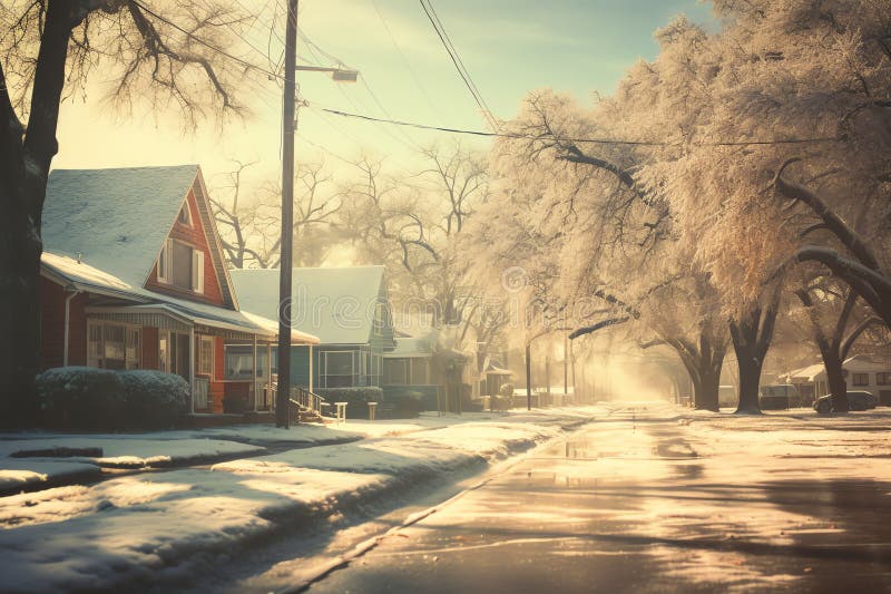 Winter in Houston Texas, Cold Days Landscape Illustration Stock ...