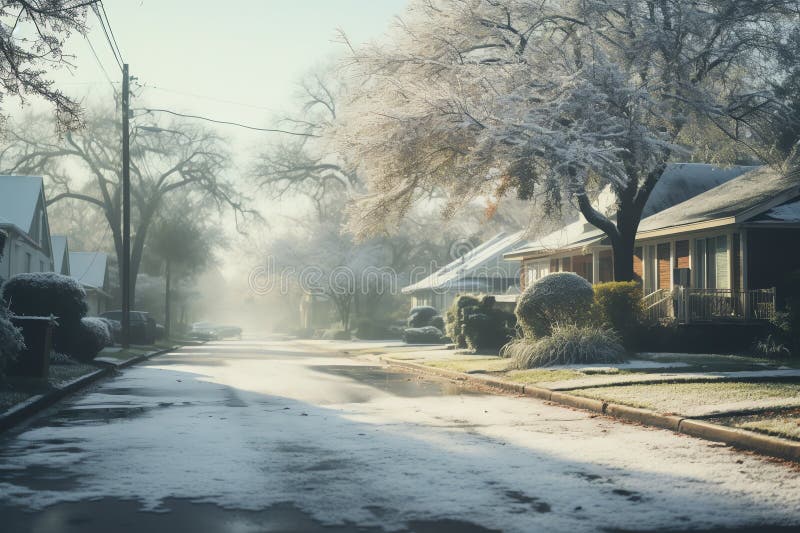 Winter in Houston Texas, Cold Days Landscape Illustration Stock ...