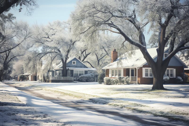 Winter in Houston Texas, Cold Days Landscape Illustration Stock ...