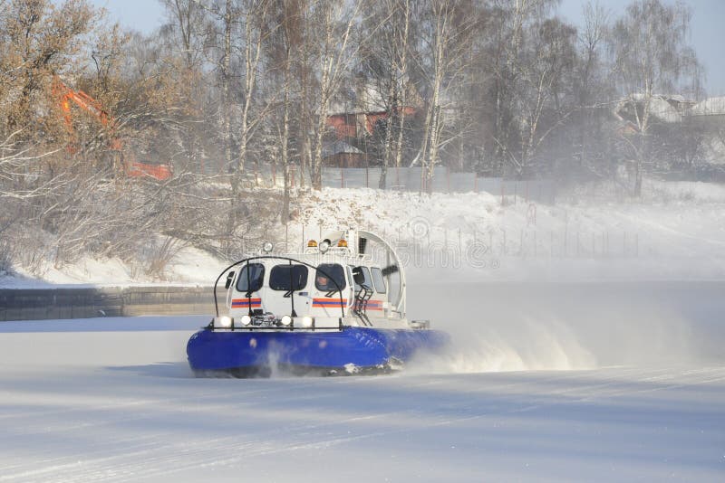 Winter. a Hovercraft Moves through the Snow. Stock Photo - Image of ...