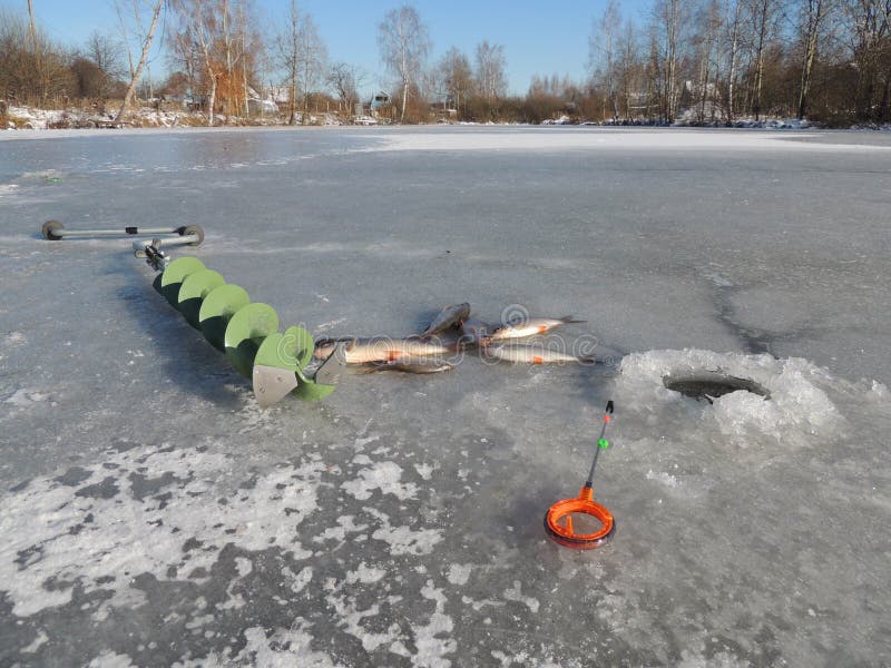 Ice fishing in Russia stock photo. Image of march, cold - 68441880