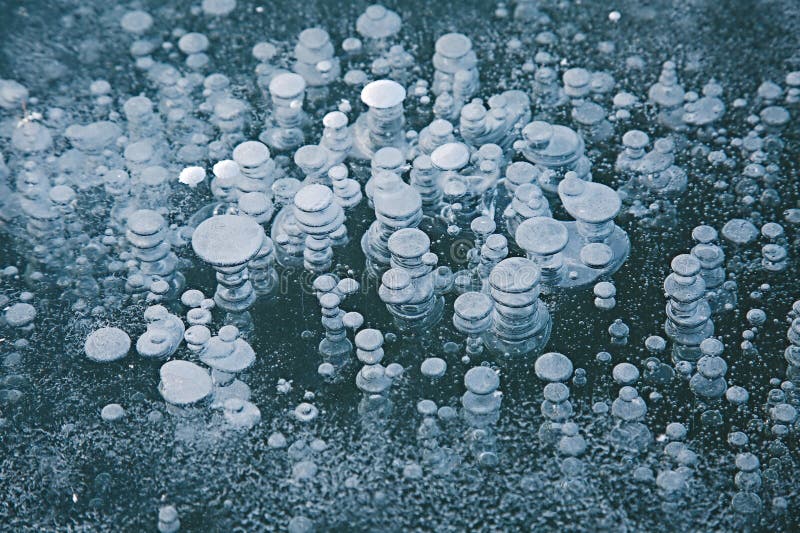 Winter Ice with Gas Bubbles Trapped Inside Stock Photo - Image of lake ...