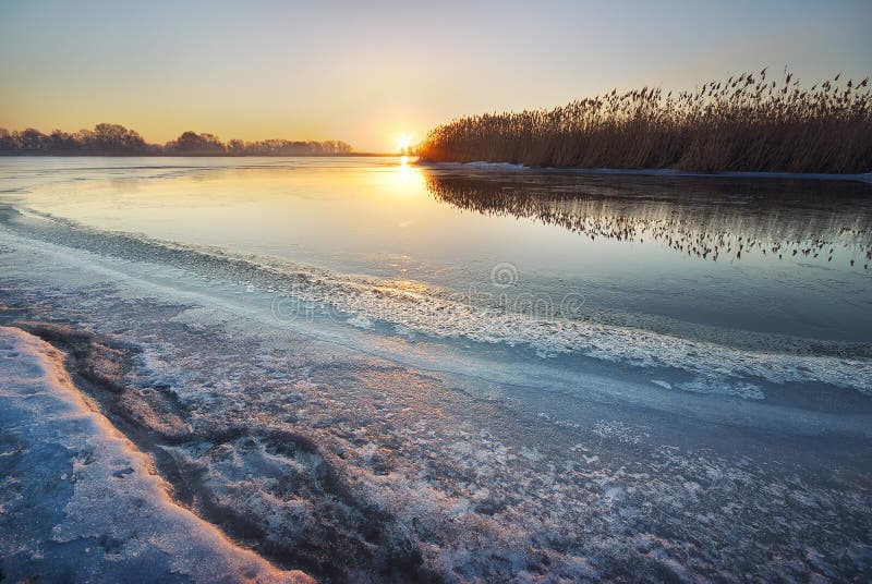 Winter Ice. Melting Ice on the River Stock Photo - Image of river ...