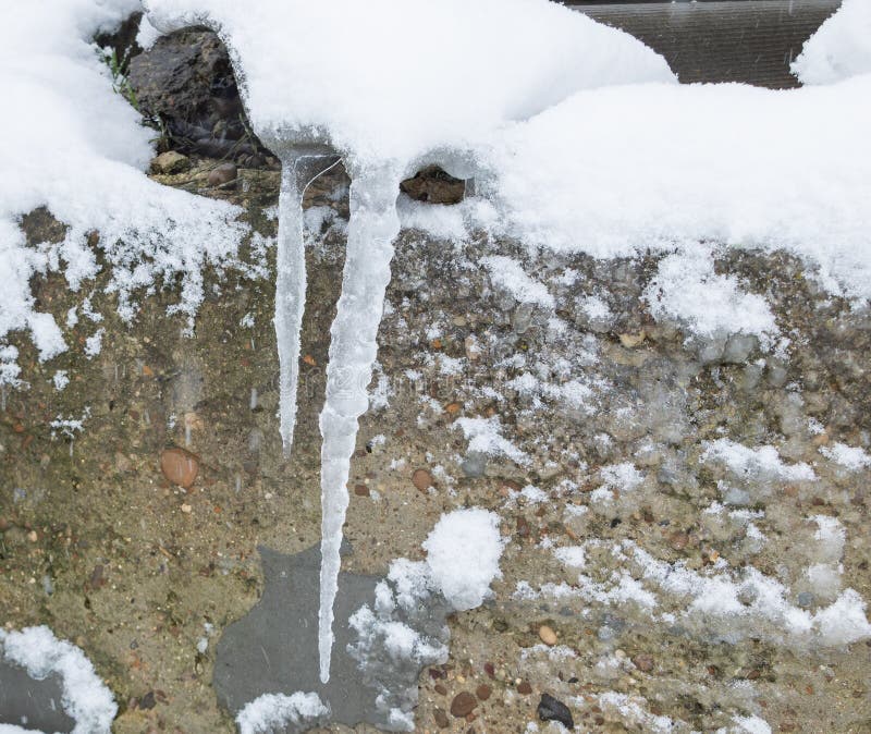 Winter Icicles with Snow - Winter Time Concept Stock Image - Image of ...