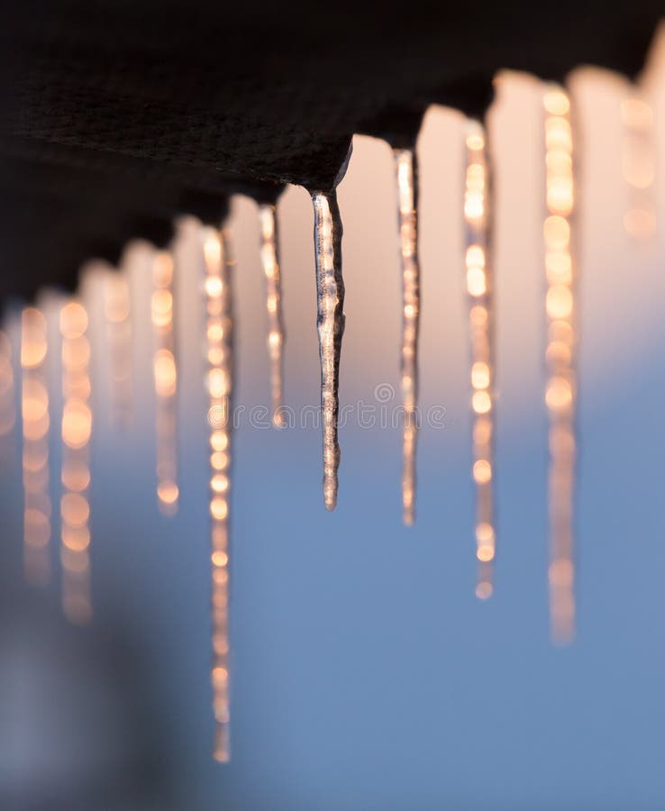 Winter Icicles on the Sun Dawn Stock Photo - Image of abstract ...