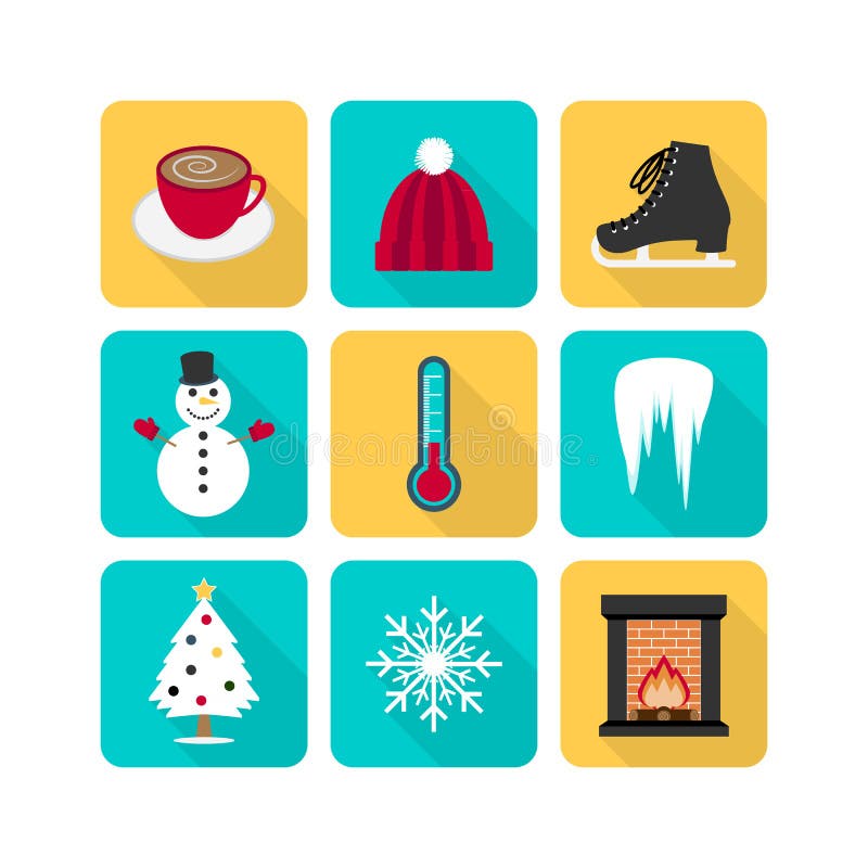 Winter icon set stock vector. Illustration of frost, yellow - 46092474