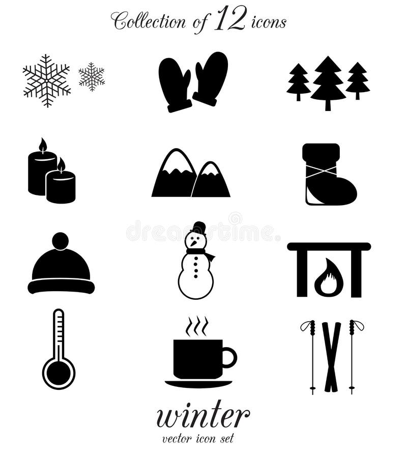 Winter icon set. stock illustration. Illustration of seasonal - 46216869