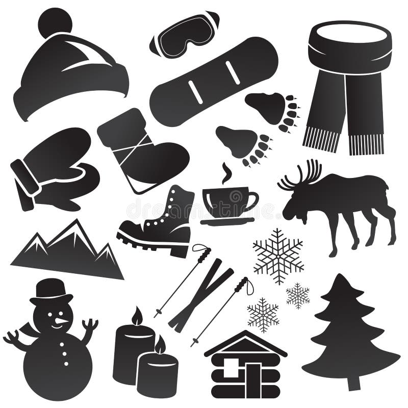 Winter icon set. stock vector. Illustration of moose - 67889274