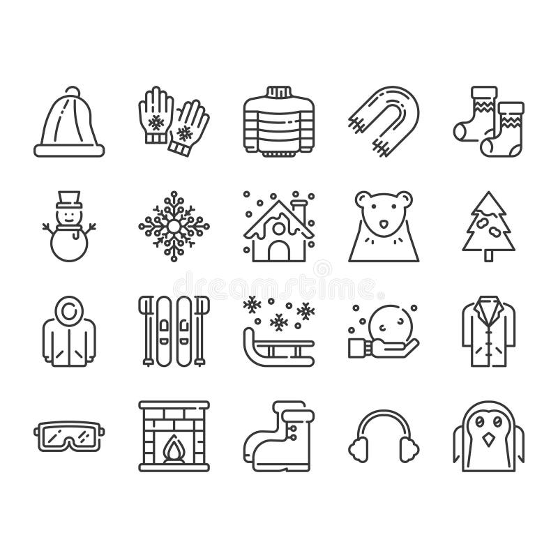 Winter Season Icon Symbol Set Stock Vector - Illustration of pictogram ...