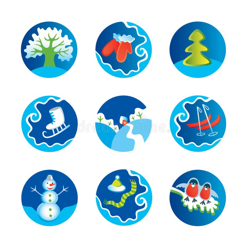 Winter icons stock vector. Illustration of bright, circle - 3571693