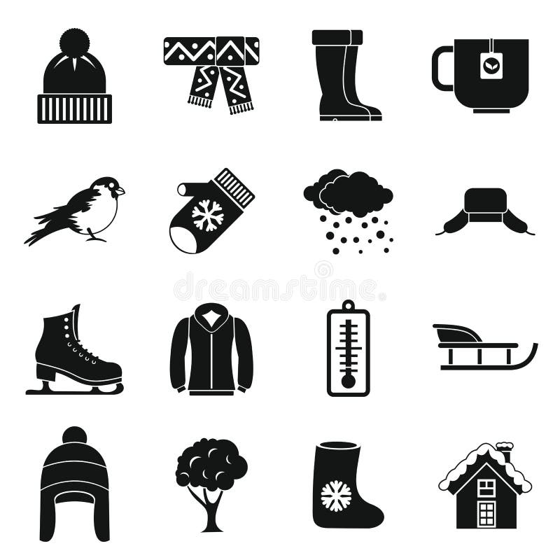 Winter Icons Set, Simple Style Stock Vector - Illustration of simple ...