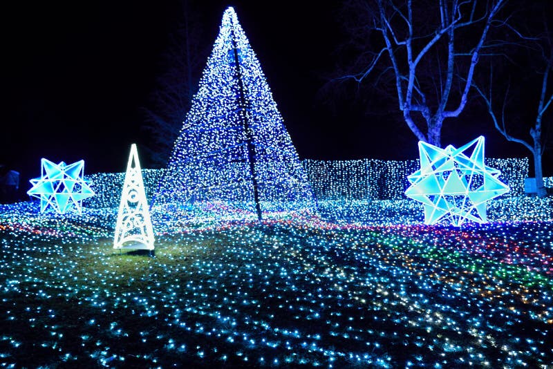 Winter Illumination with Blue LED Lights Japan Stock Image - Image of ...
