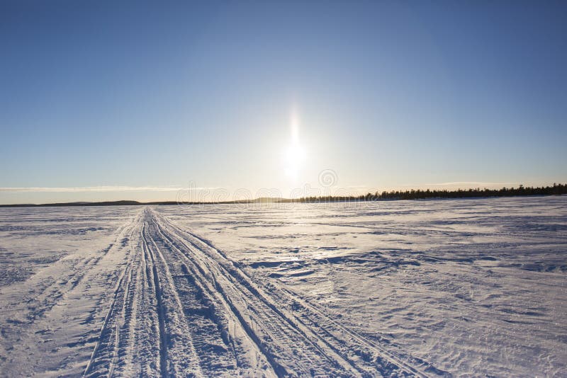 Winter in Inari Lake, Lapland, Finland Stock Image - Image of ...