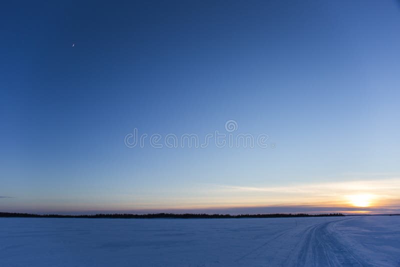 Winter in Inari Lake, Lapland, Finland Stock Image - Image of beautiful ...