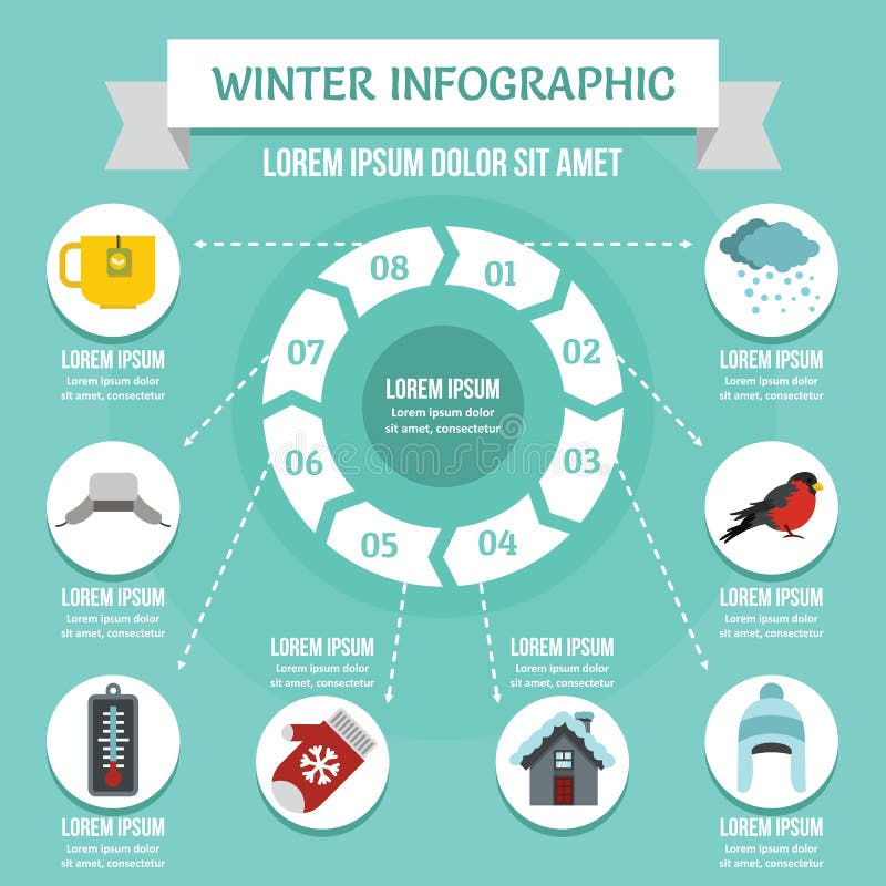 Winter Infographic Concept, Flat Style Stock Vector - Illustration of ...