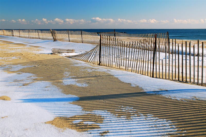 Winter at the Jersey Shore stock photo. Image of fence - 88337478