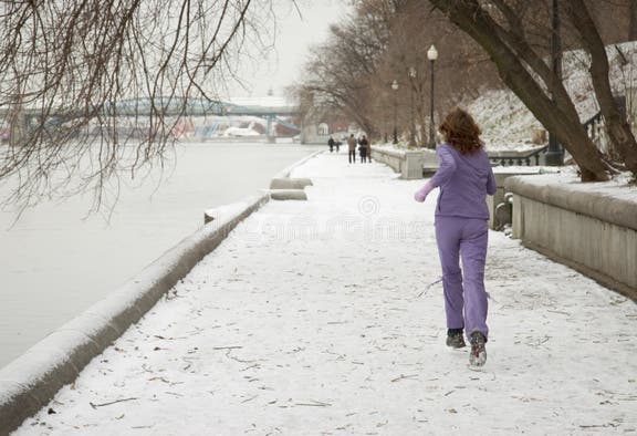 Winter jogging stock photo. Image of running, leisure - 1557212