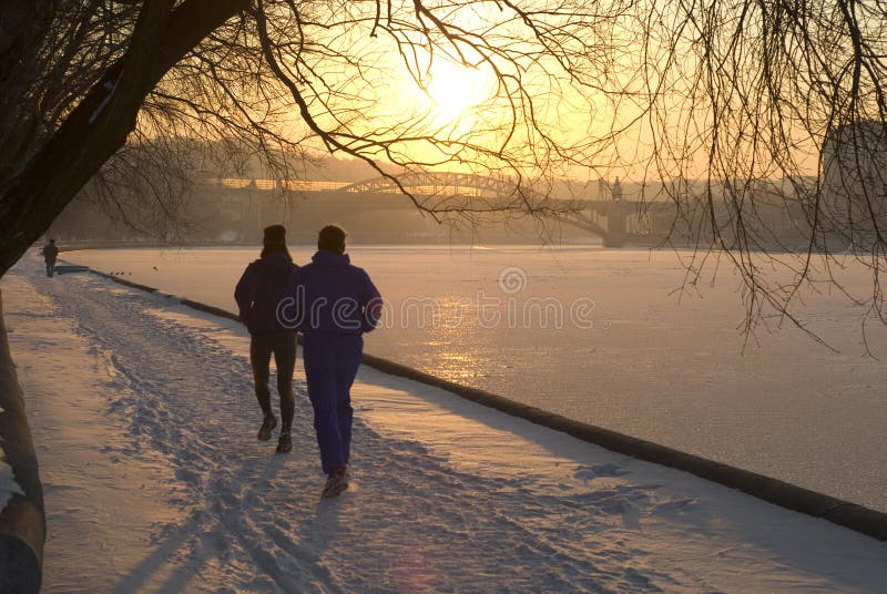 Winter jogging stock photo. Image of adult, frost, track - 1838456