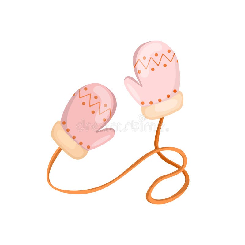 Winter Knitted Mittens with Elastic Band. Vector Cartoon Illustration ...